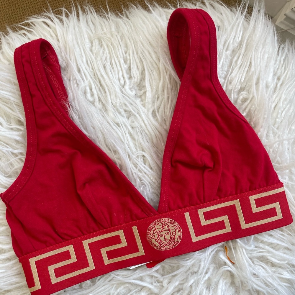 Authentic Versace Greca Border Triangle Bralette Top - Gem